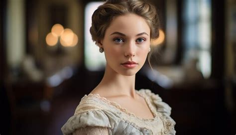 Premium Ai Image A Beautiful White Girl Wearing A Gorgeous Dress Standing In The Corner