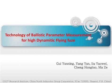 PDF Technology Of Ballistic Parameter Measurement For High