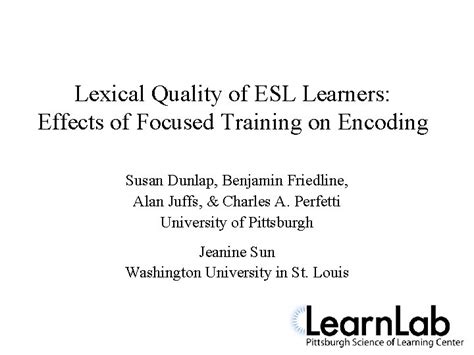 Lexical Quality Of Esl Learners Effects Of Focused