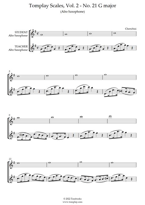 Tomplay Scales Vol 2 No 21 G Major Alto Saxophone Cherubini Saxophone Sheet Music