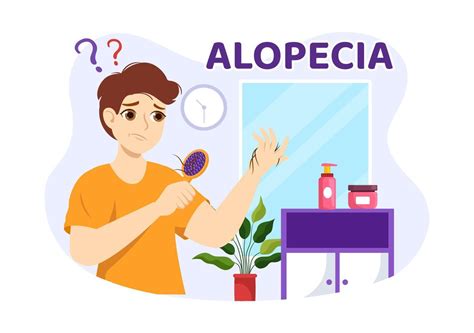 Alopecia Illustration With Hair Loss Autoimmune Medical Disease And