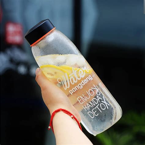 Buy Portable Large Glass Water Bottle Jars Cups Lid