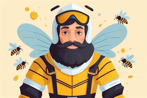 Flat Style Vector Character Illustration Apiarist Premium Ai