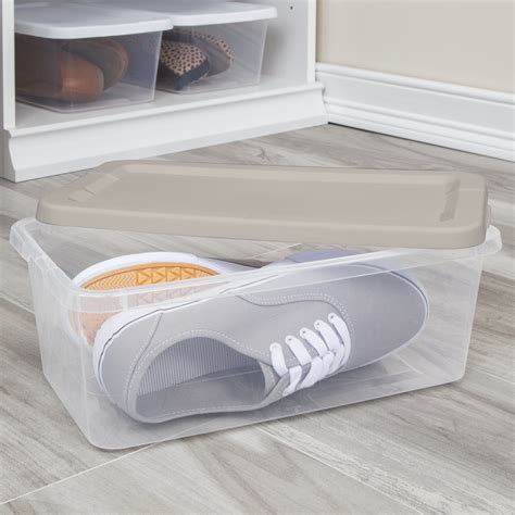 Sterilite 6 Quart Storage Box Plastic Adult Grey Pumice