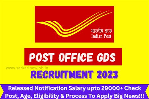 Post Office Gds Recruitment 2023 Released Notification Salary Upto