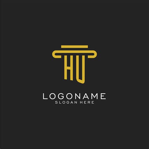 HU Initial Logo With Simple Pillar Style Design 15163964 Vector Art At