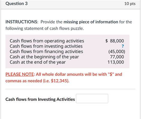 Solved Question 3INSTRUCTIONS Provide The Missing Piece Of Chegg