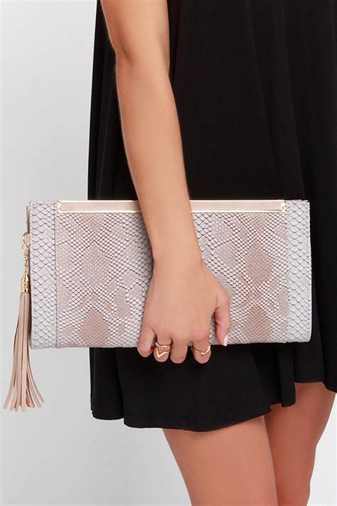Unique Taupe Clutch Embossed Clutch Reptile Clutch 4200 Lulus