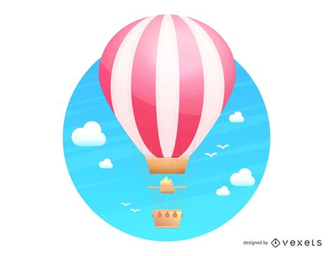 Hot Air Balloon Flying Illustration Vector Download