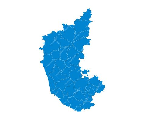 하늘색 컬러 카르나타카 지도 지구가 있는 카르나타카의 정치 및 행정 지도 프리미엄 벡터