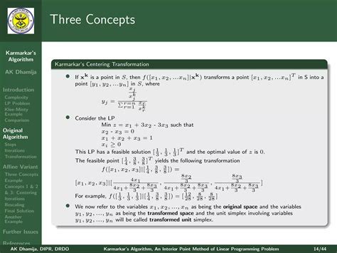 karmarkar s algorithm for linear programming problem ppt