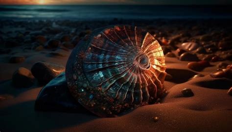 Premium Ai Image Ancient Mollusk Shell On The Night Ocean Shore
