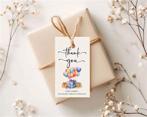 Birthday Thank You Tag Printable Favour Tag Birthday T Thank You