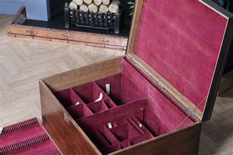 Antique Victorian Oak Campaign Silverware Trunk Travel Chest C1870