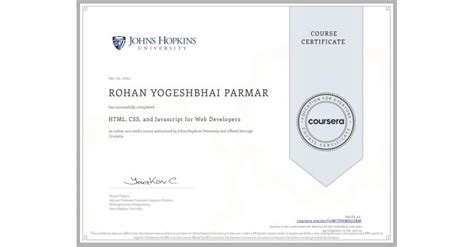 Rohan Parmar On Linkedin Completion Certificate For Html Css And