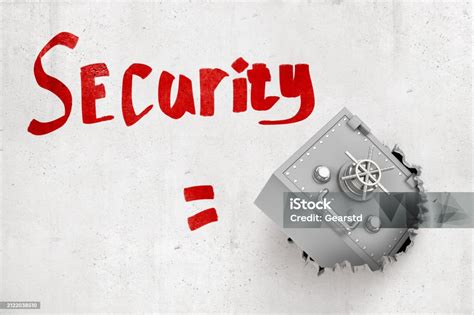 은행 금고의 3d 렌더링 흰색 벽을 깨고 빨간색 보안 흰색 배경에 표지판 0명에 대한 스톡 사진 및 기타 이미지 0명 3