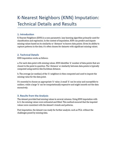 Knn Imputation Details And Results Pdf