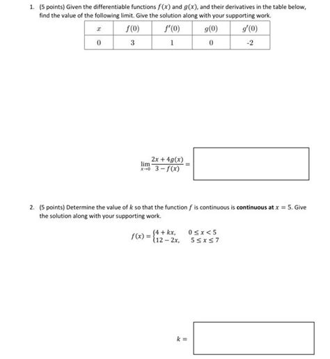 solved 1 5 points given the differentiable functions f x