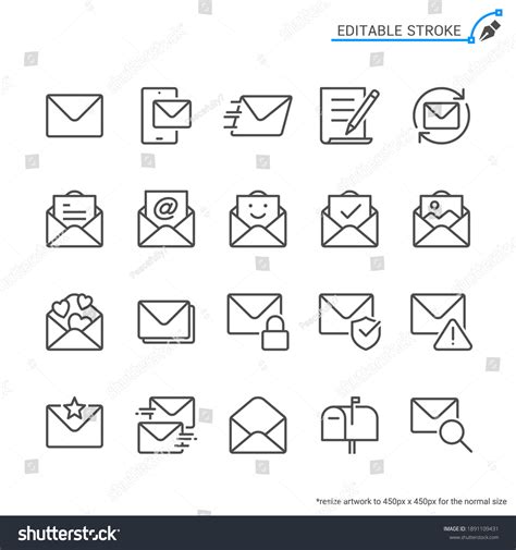Mail Line Icons Editable Stroke Pixel Stock Vector Royalty Free 1891109431 Shutterstock