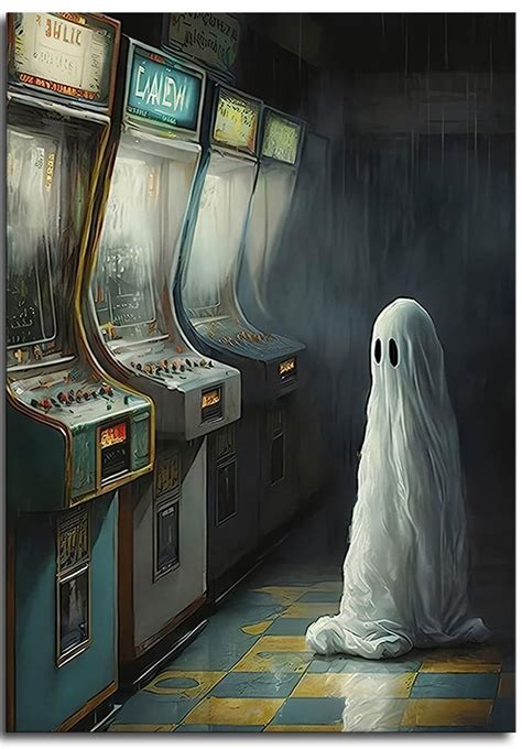 Weitol Ghost In An Abandoned Arcade Poster Wall Art Ghost Arcade Print Wall Art Creepy Spooky