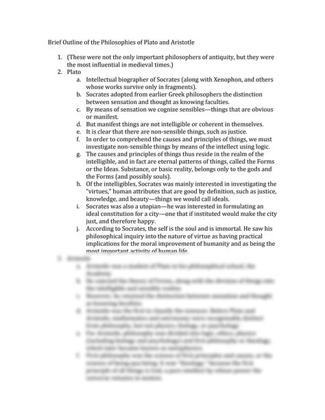 Solution Brief Outline Of The Philosophies Of Plato And Aristotle