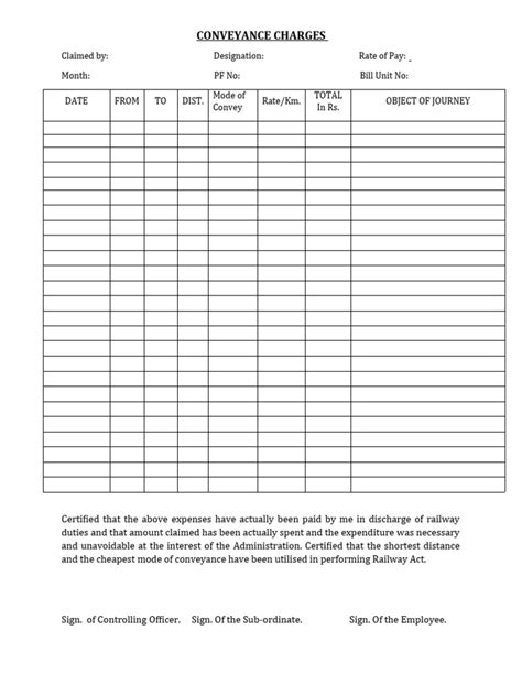 Conveyance Charges Claim Form Pdf Finance And Money Management
