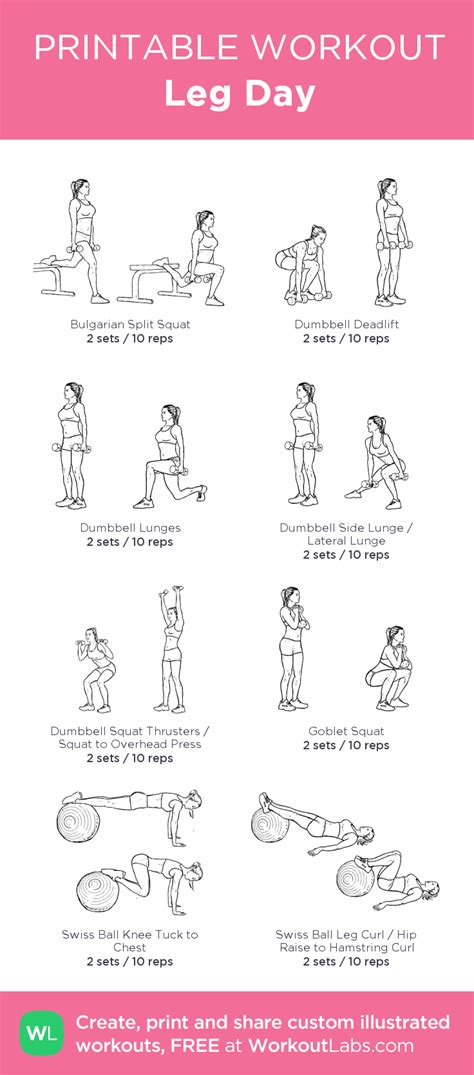 Printable Dumbbell Leg Workout Printable Calendar