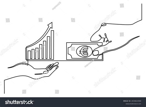 Hand Continuous Line Drawing Currency Trading Stock Vector Royalty