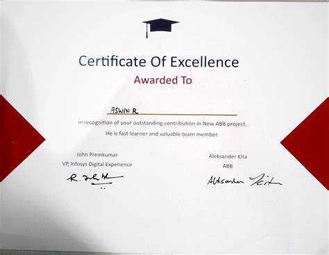 Aswin R On Linkedin Thanks To Infosys And Abb For Recognition And Big