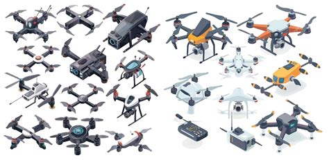 Premium Vector Remote Control Unmanned Aerial Drones Vector Illustration Set