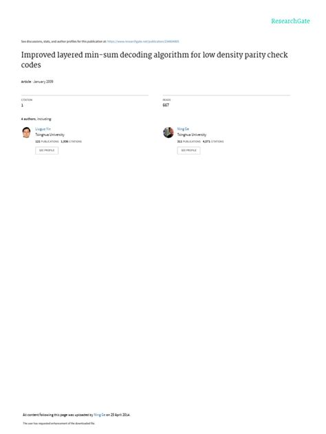 Improved Layered Min Sum Decoding Algorithm For Lo Pdf Low Density Parity Check Code Encodings