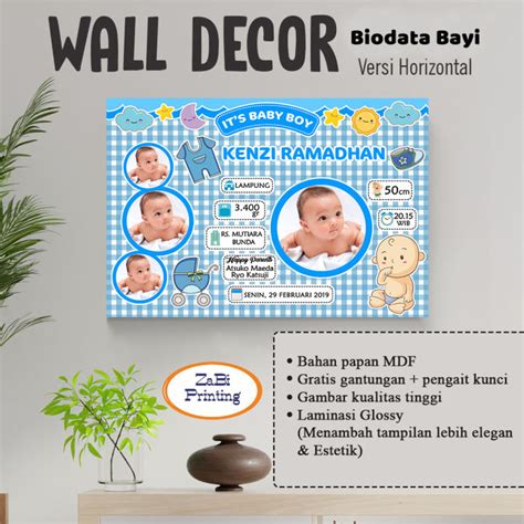 WALLDECOR BIODATA BAYI ANAK BINGKAI PAPAN MDF 20 X 30 CM WALL DECOR BIODATA BAYI HIASAN DINDING