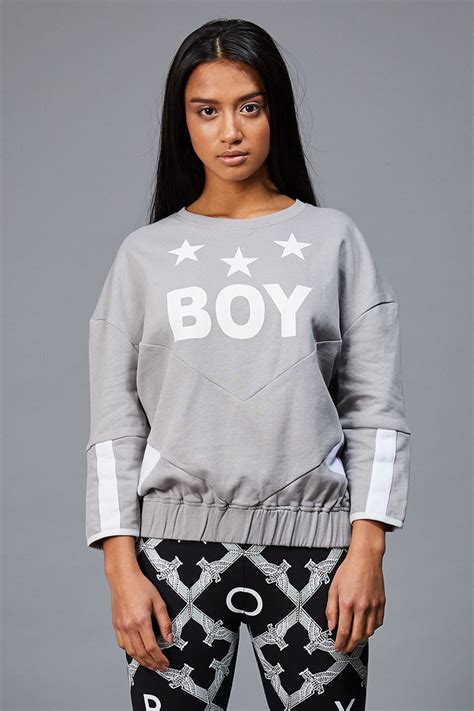 BOY LONDON 五星BOY印花拼接卫衣 灰色 BOYFATE