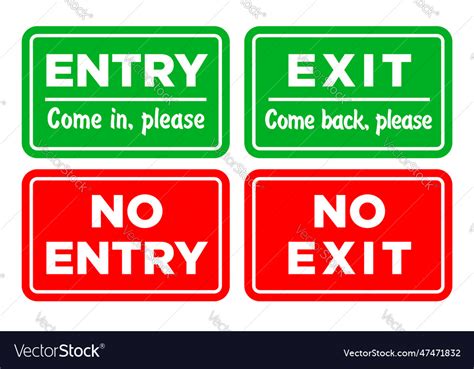 Entrance And Exit Signs Set Royalty Free Vector Image