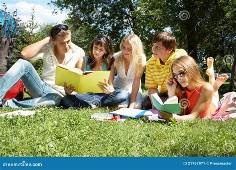 Reading Outside Stock Image Image Of Book Casual Interacting 21767971