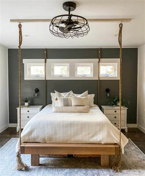 Bedroom With Charcoal Green Shiplap Accent Wall Soul And Lane