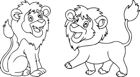 Cartoon Lion Black And White