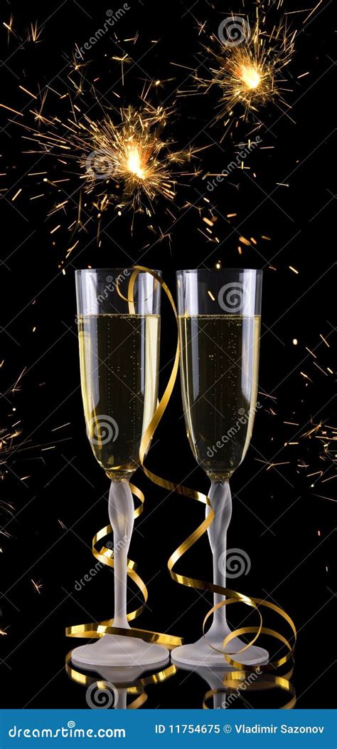 Two Champagne Glasses Stock Image Image Of White Cheers 11754675