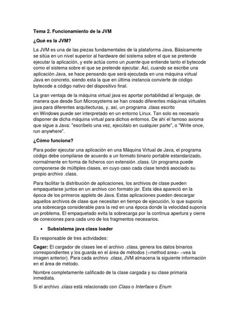 Tema 2 Funcionamiento De La Jvm Pdf Máquina Virtual De Java