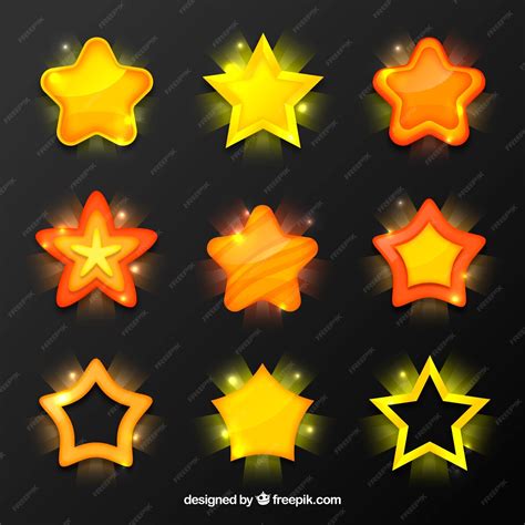 노란색과 주황색 별 세트 무료 벡터