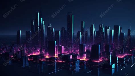 Night Metropolis Dense And Darkly Built Up 3d Render Landscape