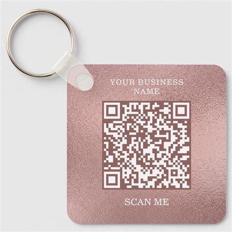 Rose Gold Qr Code Scan Logo Promotional Keychain Zazzle In 2023