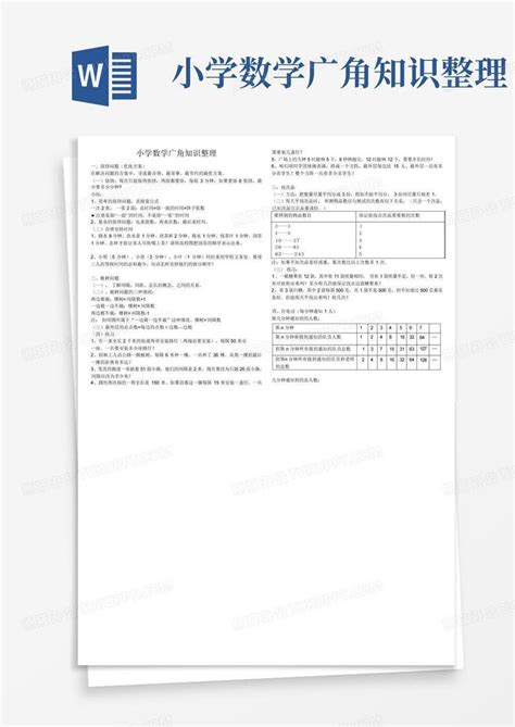 小学数学广角知识整理word模板下载编号qpmvnzer熊猫办公