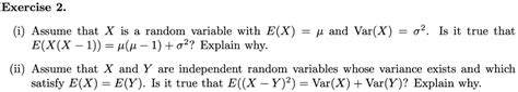 Solved I Assume That X Is A Random Variable With Exμ