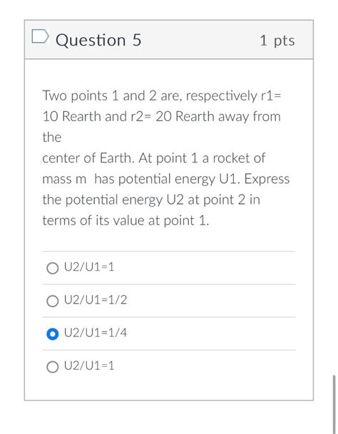 Solved Two points 1 and 2 are, respectively r1= 10 Rearth | Chegg.com