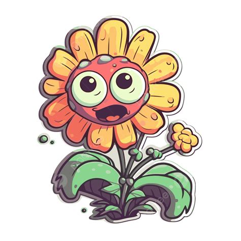 Plantas Vs Zombies Flor Clipart Vector Png Diseño De Etiqueta Con Dibujos Animados Flor De