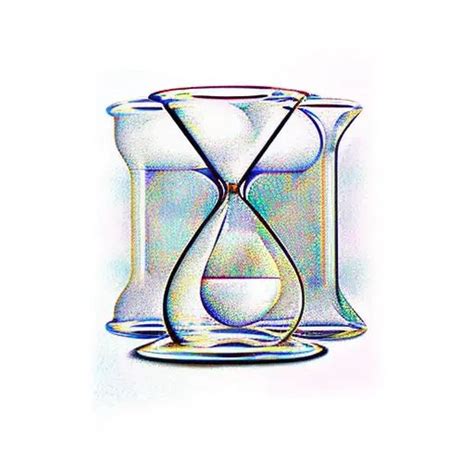 An Hourglass Sitting On Top Of A Table Next To A Glass Vase Filled With