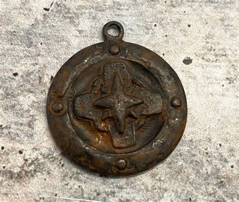 Compass Rose Cross Pendant Rustic Brown Pendant Old World Etsy