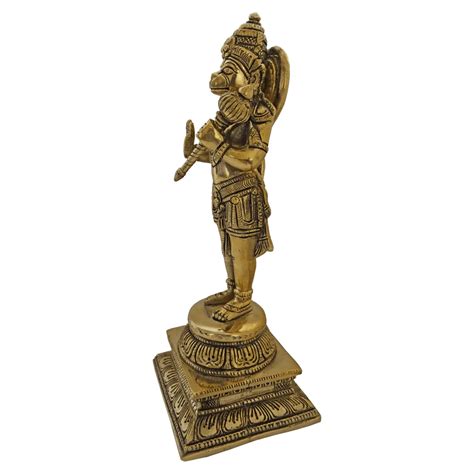 Golden Gold Plated Lord Hanuman Brass Statue For Worship Size 10