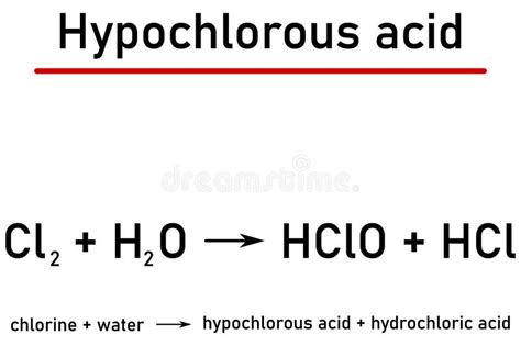 Chemical Reaction Formation Of Hypochlorous Acid Stock Illustration